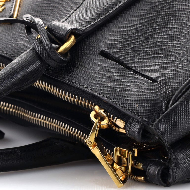 Prada Double Zip Lux Tote Saffiano Leather Small For Sale at 1stDibs