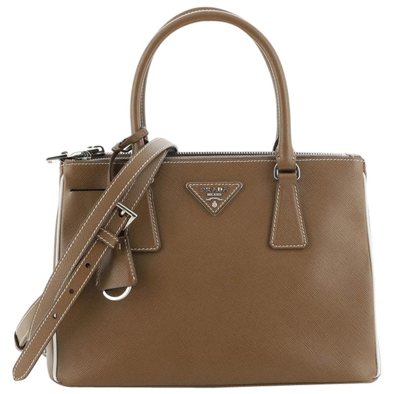 Prada Off White Saffiano Lux Leather Promenade Tote For Sale at 1stDibs
