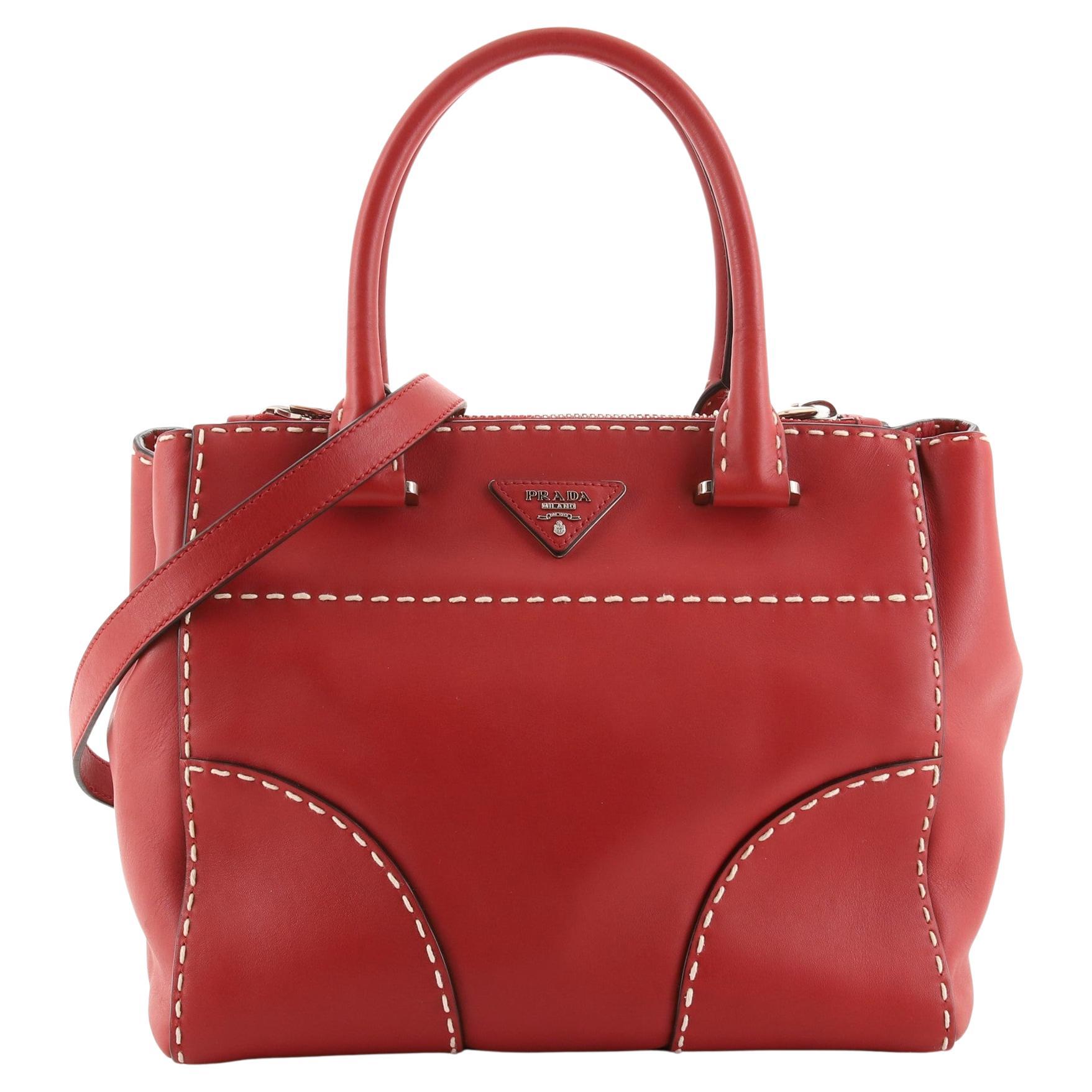 Prada Red Patent Spazzolato Leather Large Double Zip Tote at 1stDibs ...