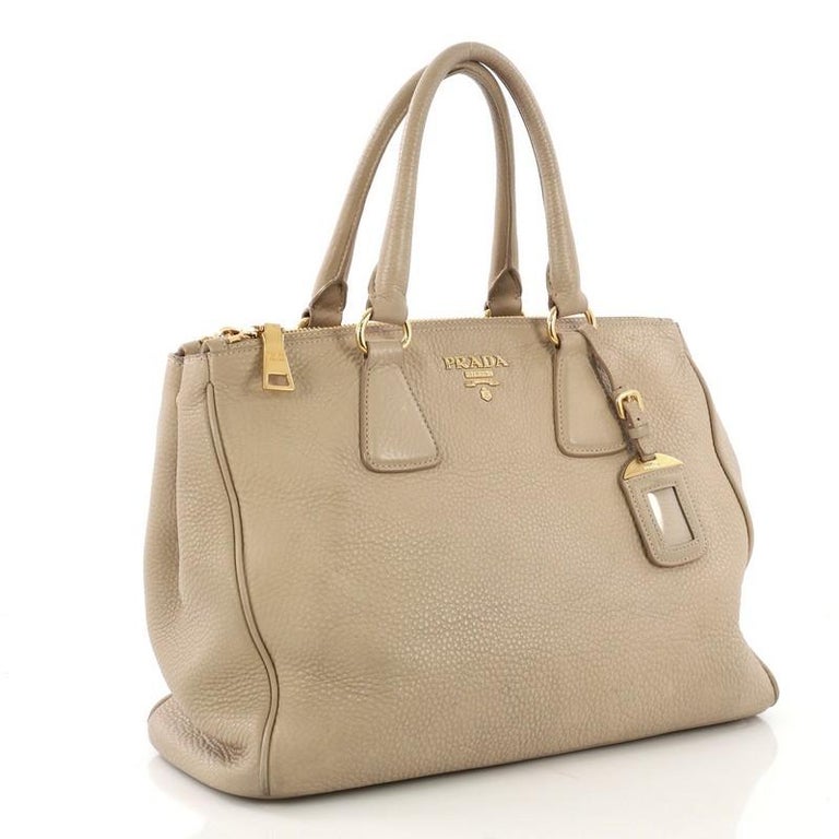 Prada Double Zip Tote Vitello Daino Medium at 1stDibs
