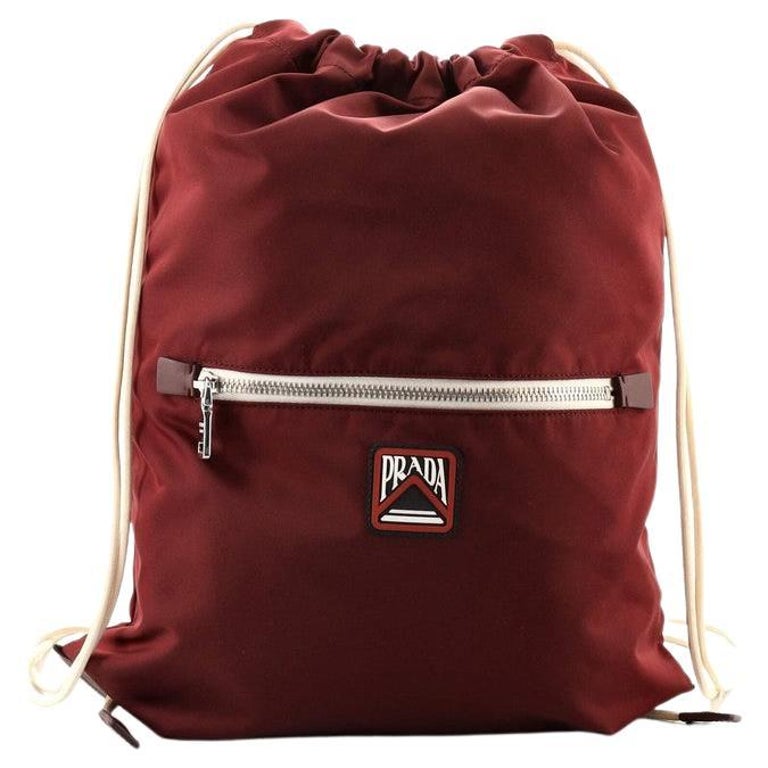 Prada Drawstring Backpack Printed Tessuto Medium at 1stDibs