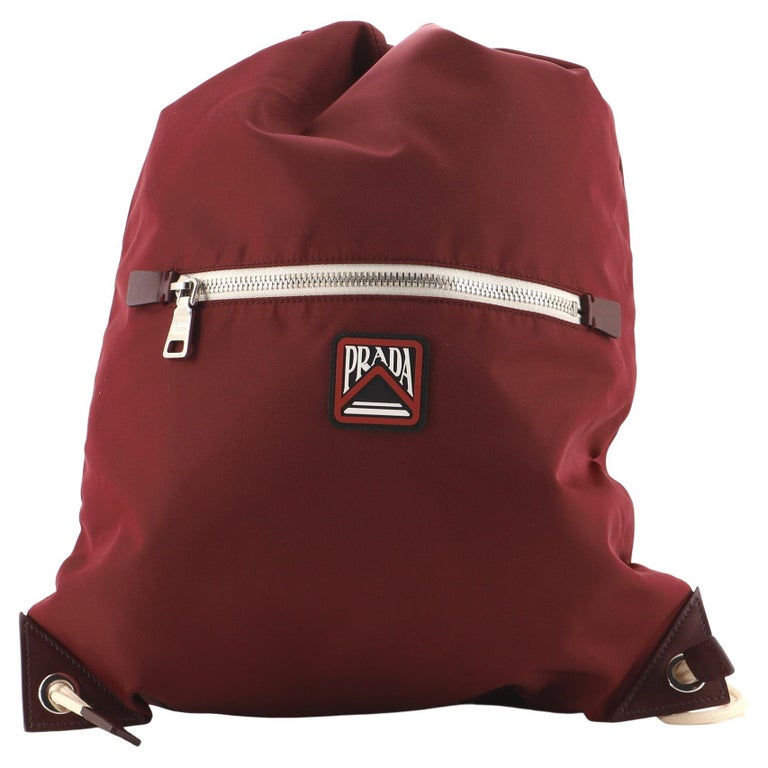 Prada Drawstring Backpack Tessuto Medium For Sale at 1stDibs