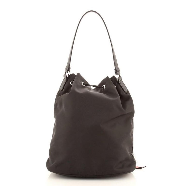 Prada Drawstring Bucket Bag Embellished Tessuto Small at 1stDibs