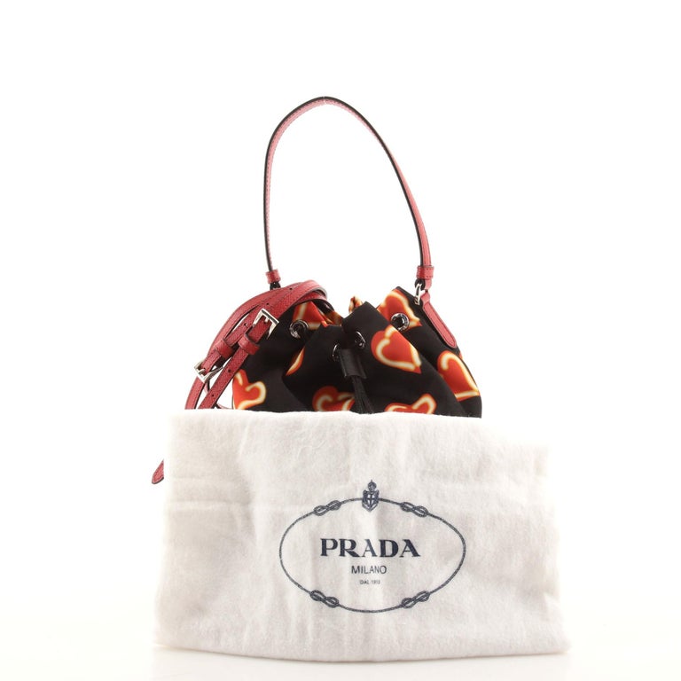 Prada Drawstring Bucket Bag Printed Tessuto Small at 1stDibs