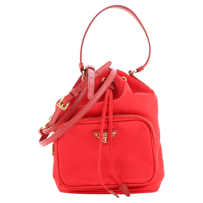 Prada Drawstring Bucket Bag Tessuto Small For Sale at 1stDibs