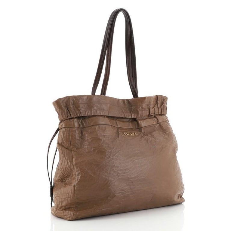Prada Drawstring Tote Nappa Antique Large at 1stDibs