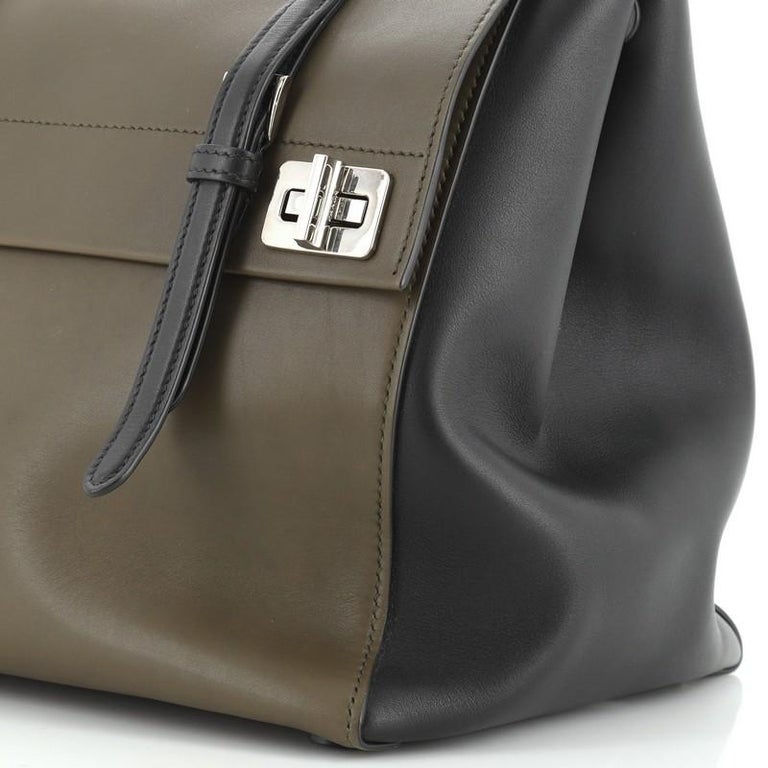 Prada Dual Flap Double Turn Lock Satchel City Calfskin Medium at 1stDibs