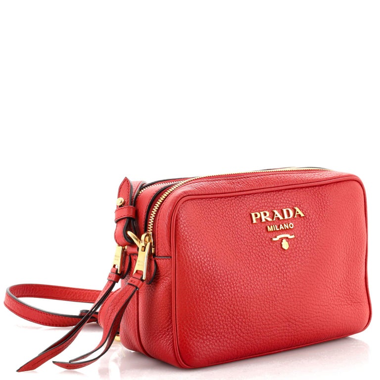Prada Dual Strap Double Zip Camera Bag Vitello Daino at 1stDibs