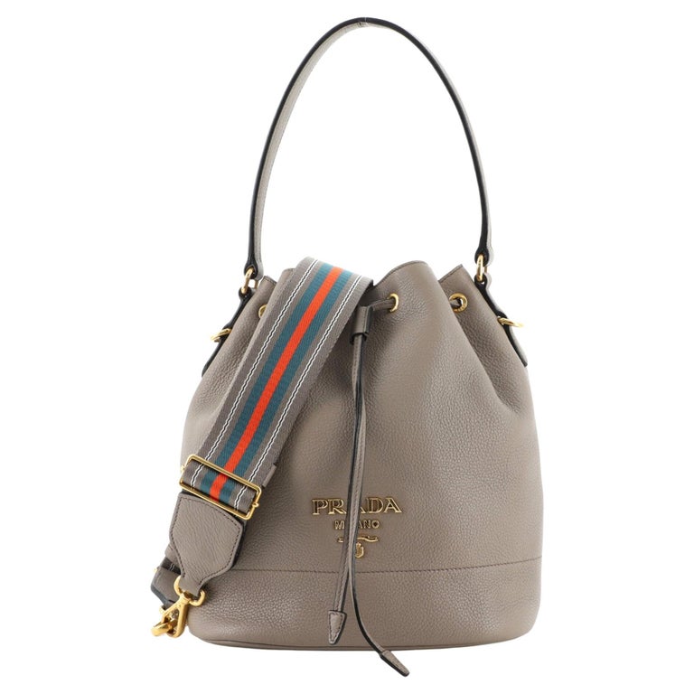 Prada Dual Strap Top Handle Bucket Bag Vitello Daino Small For Sale at ...