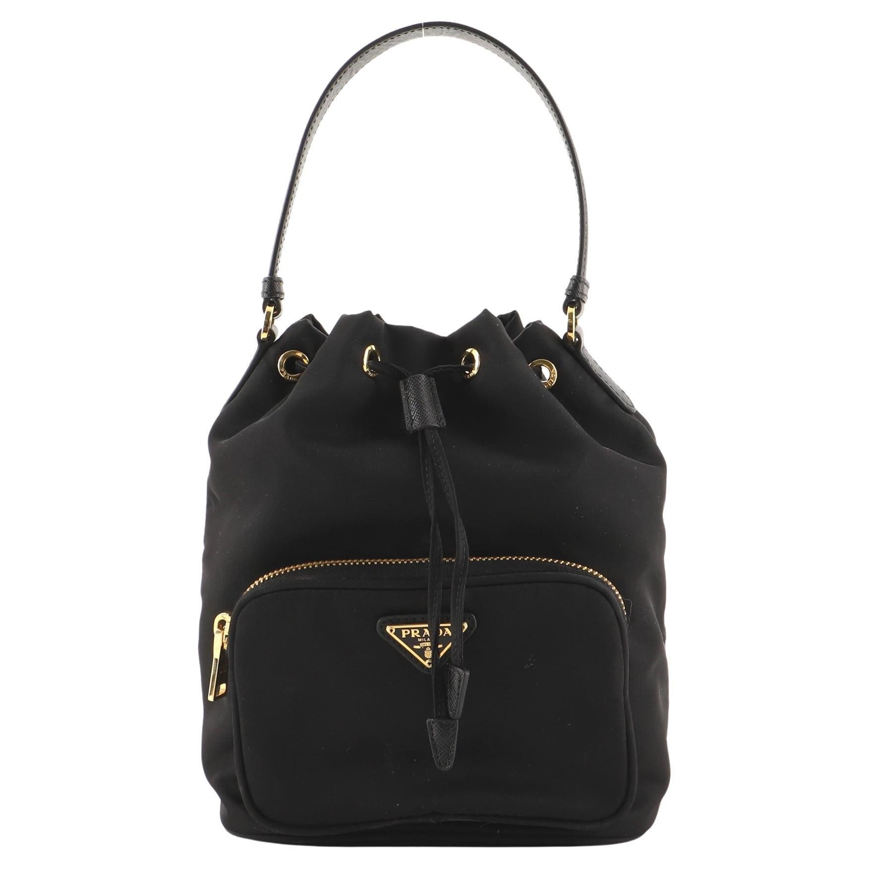 Prada Duet Drawstring Bucket Bag Tessuto Small at 1stDibs | prada duet ...