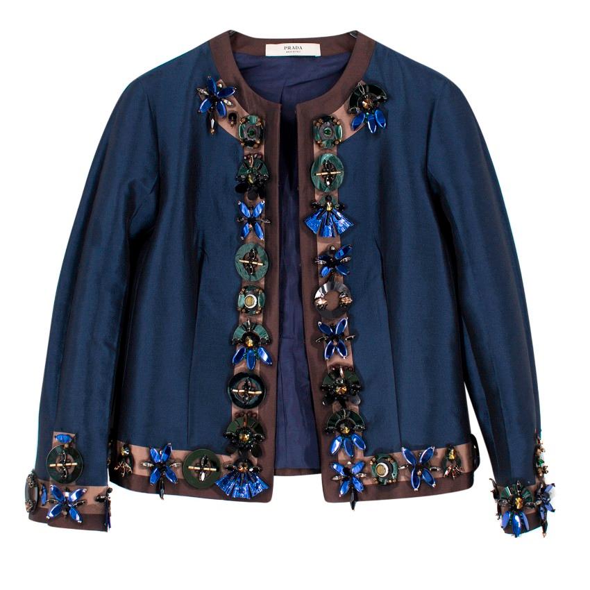 Prada Embellished Silk and Wool Jacket US 4 at 1stDibs