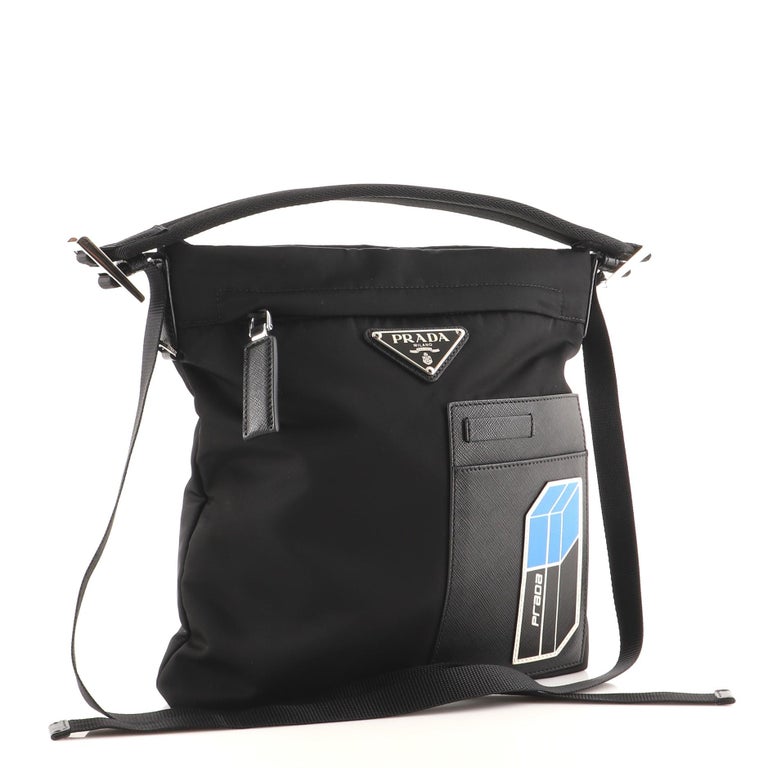 Prada Embossed Logo Drill Tote Canvas Medium For Sale at 1stDibs