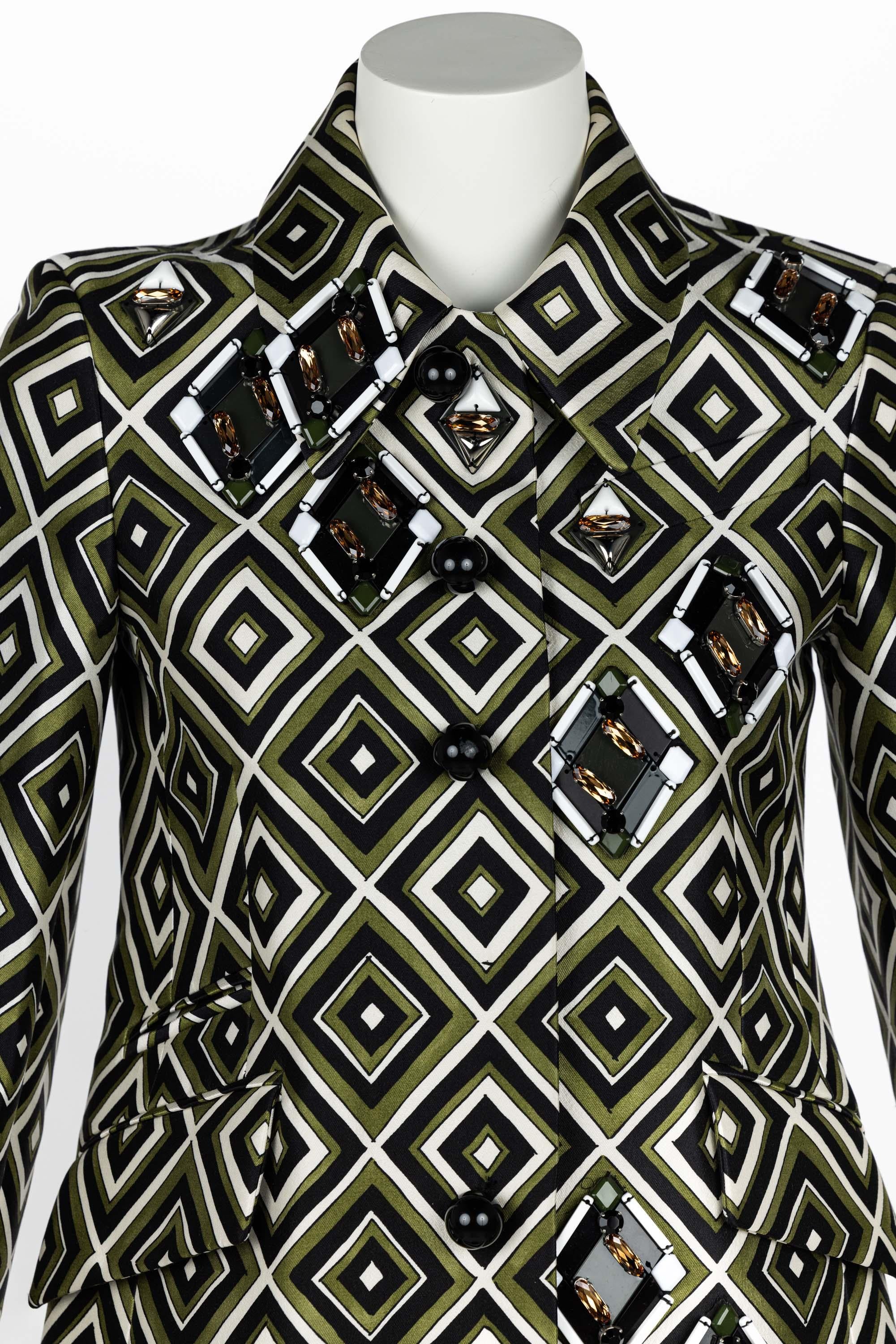 Prada F/W 2012 Geometric Print Crystal and Plexi Embellished Belted ...
