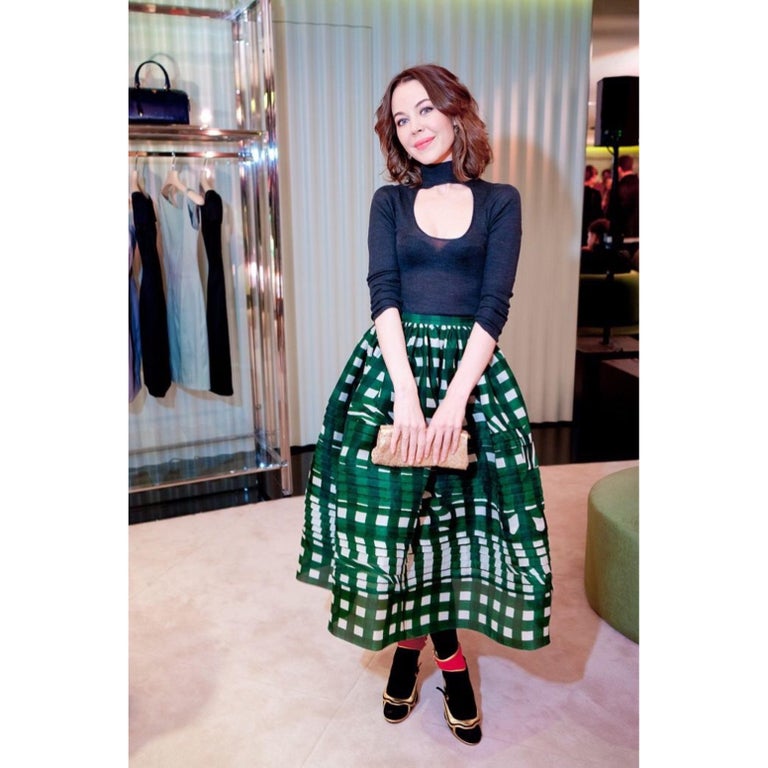 Prada Fairy Green White Print Silk Organza Skirt Runway, 2008 at 1stDibs