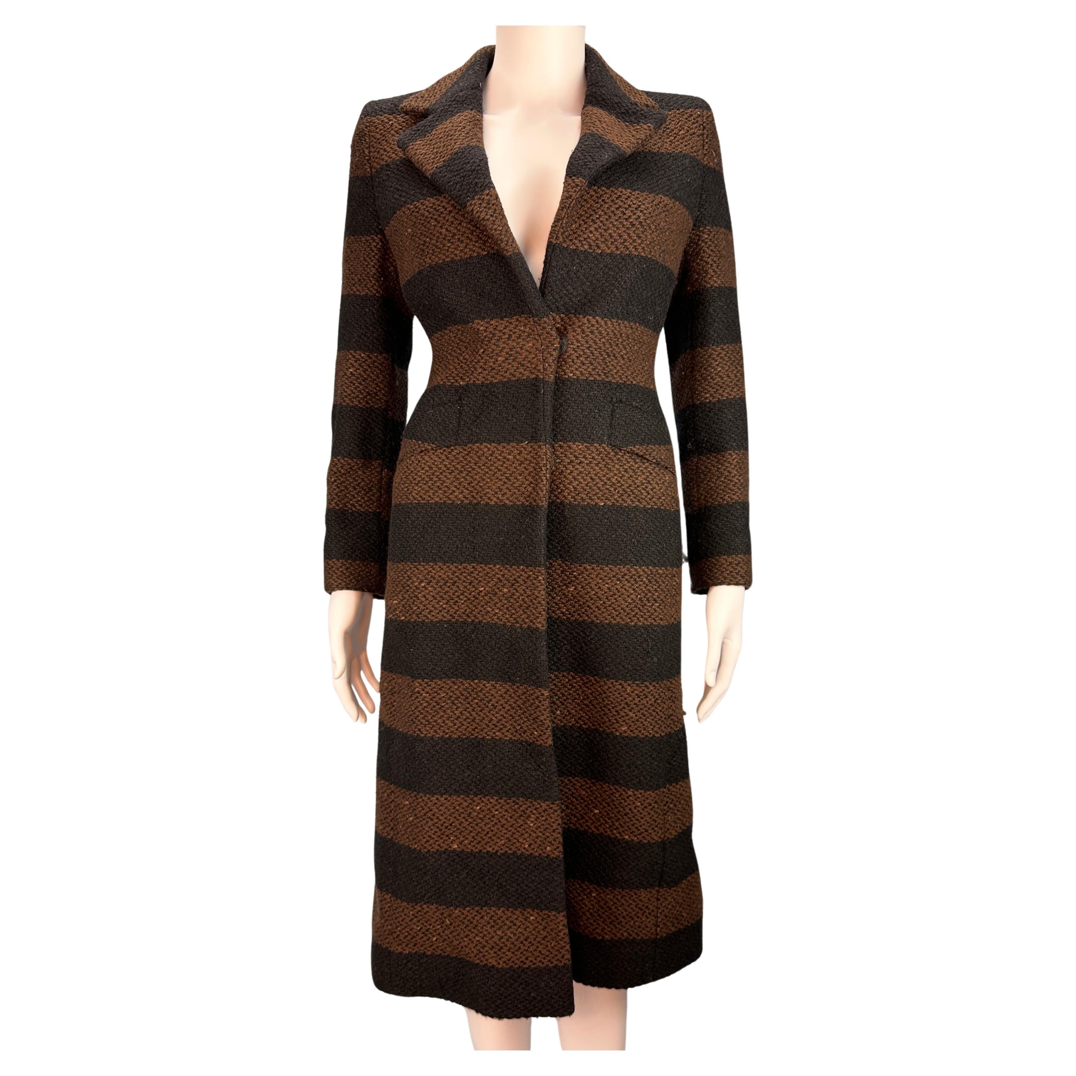 Prada Fall 2000 Runway Brown Striped Wool Jacket For Sale at 1stDibs