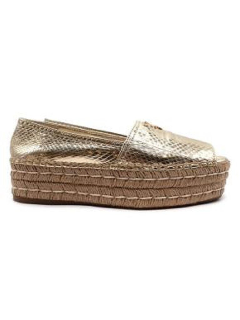 Prada Faux Snake Skin Silver Embossed Leather Platform Loafers For Sale ...
