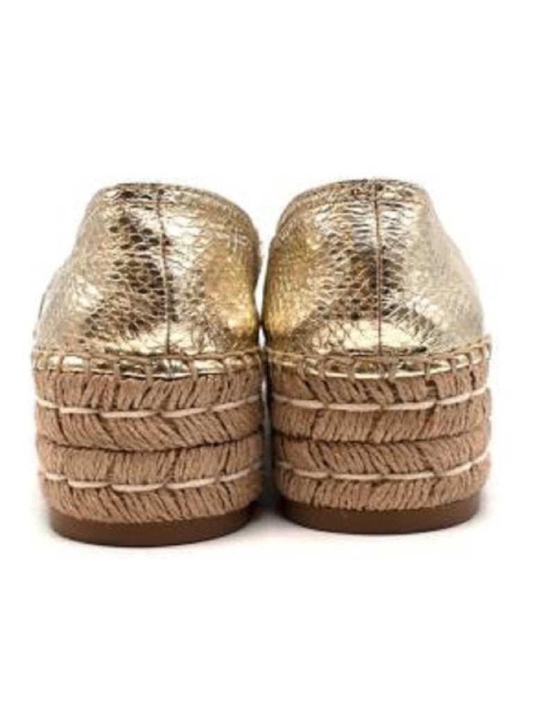 Prada Faux Snake Skin Silver Embossed Leather Platform Loafers For Sale ...