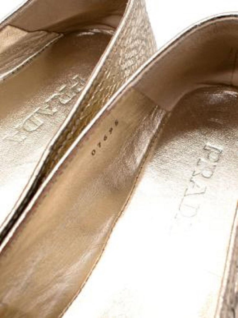 Prada Faux Snake Skin Silver Embossed Leather Platform Loafers For Sale ...