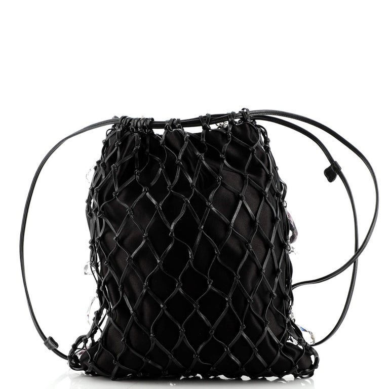 Prada Fishnet Chain Crossbody Bag Woven Leather and Satin with Crystals ...