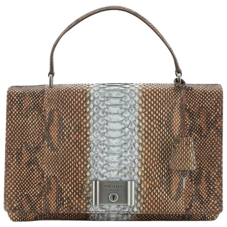 Prada Flap Top Handle Bag Python Medium at 1stDibs