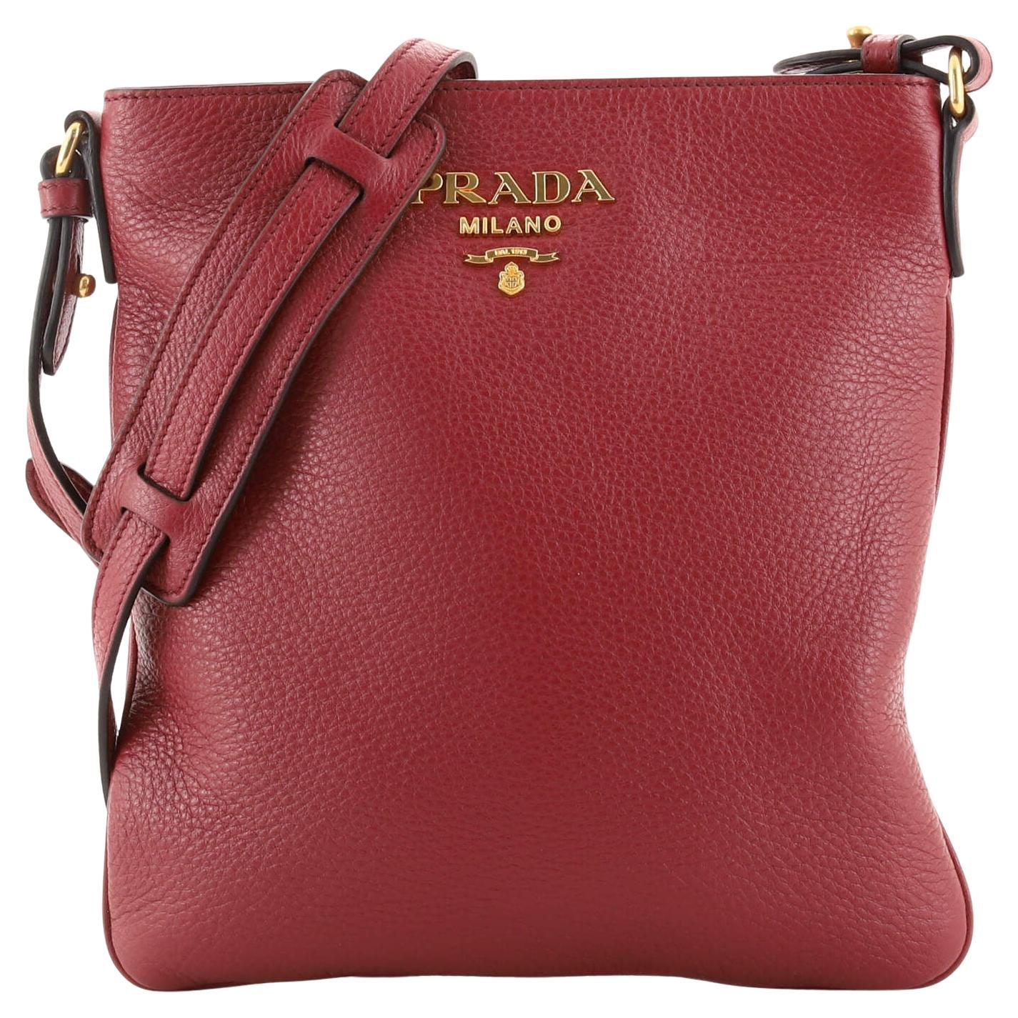 Prada Red Saffiano Leather Flap Crossbody Bag at 1stDibs
