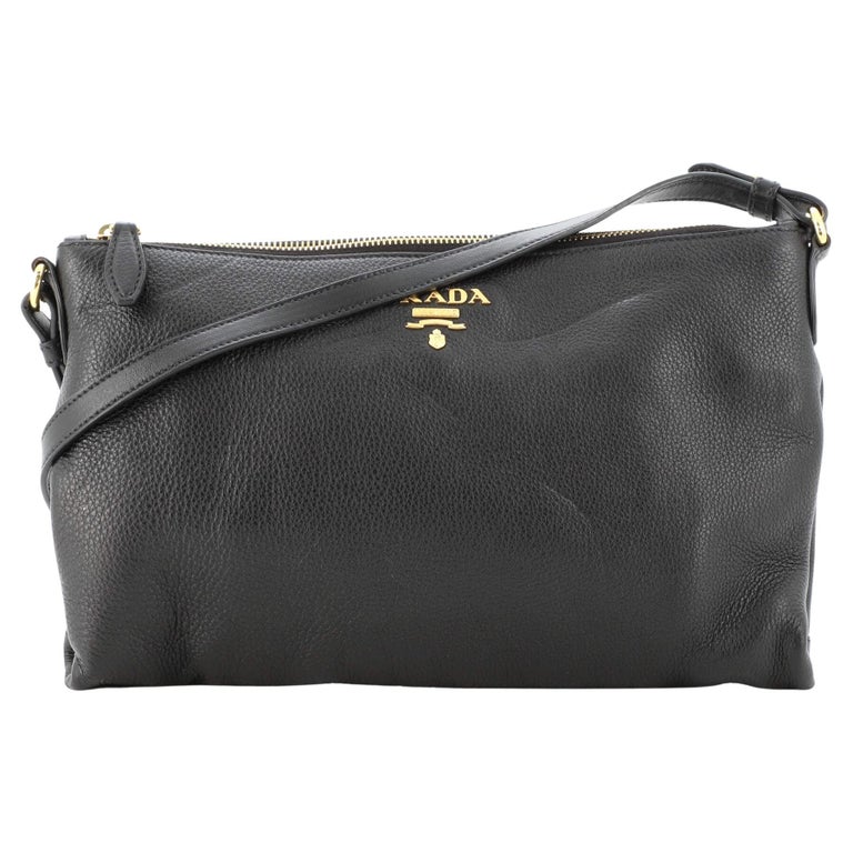Prada Flat Zip Crossbody Bag Vitello Daino Mini For Sale at 1stDibs