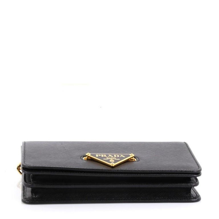 Prada Flip Lock Wallet on Chain Clutch Saffiano Leather Small at 1stDibs