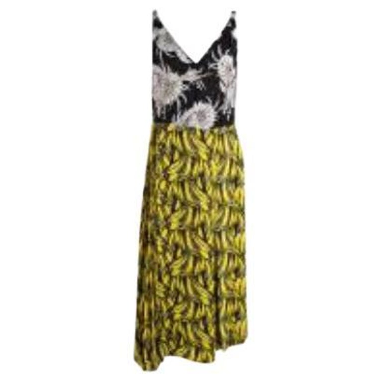 Prada Floral Banana Print Silk Dress For Sale at 1stDibs