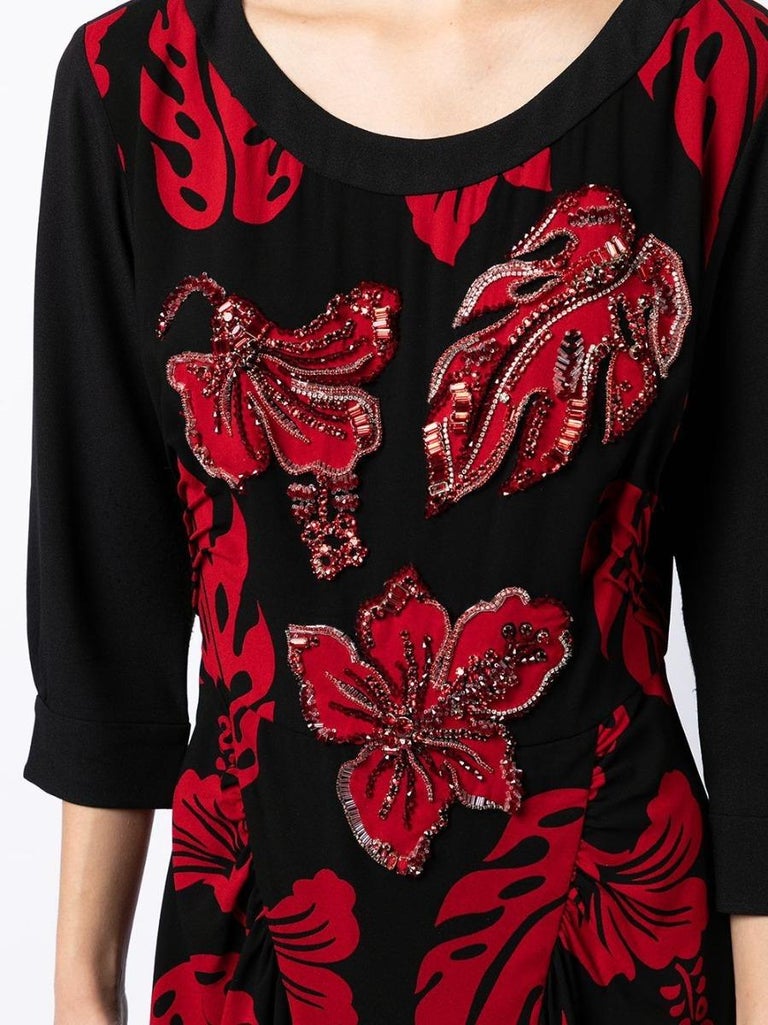 Prada Floral Print Embellished Dress For Sale at 1stDibs