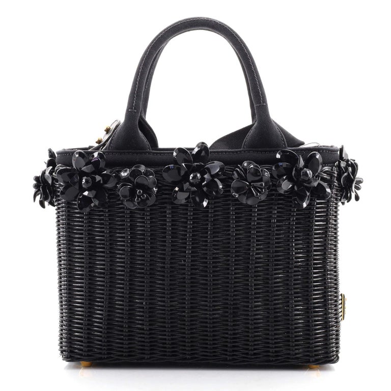 Prada Flower Basket Bag Wicker Small at 1stDibs | prada wicker bag