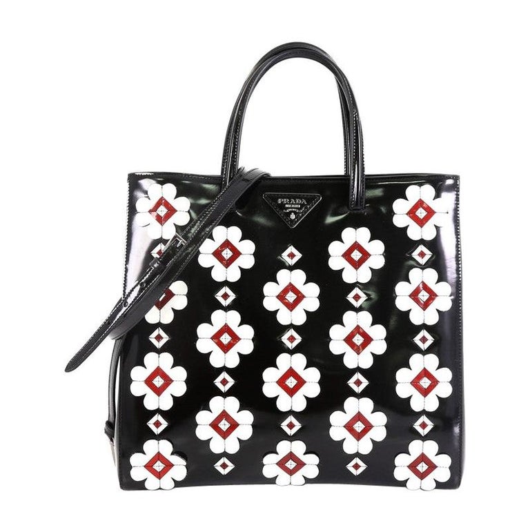 Prada Flowers Convertible Open Tote Spazzolato Leather Medium at 1stDibs