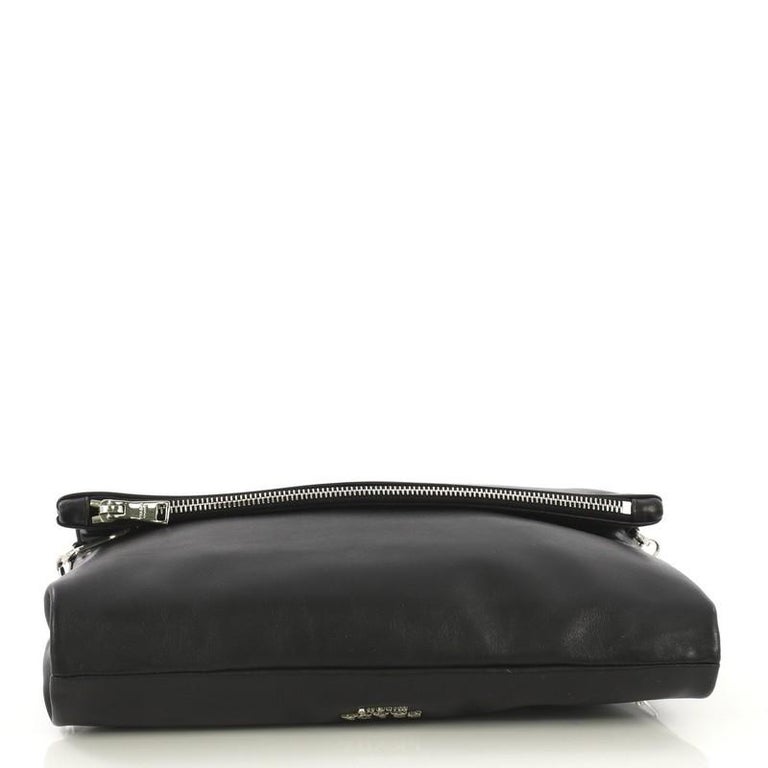 Prada Fold Over Chain Clutch Soft Calfskin Medium at 1stDibs