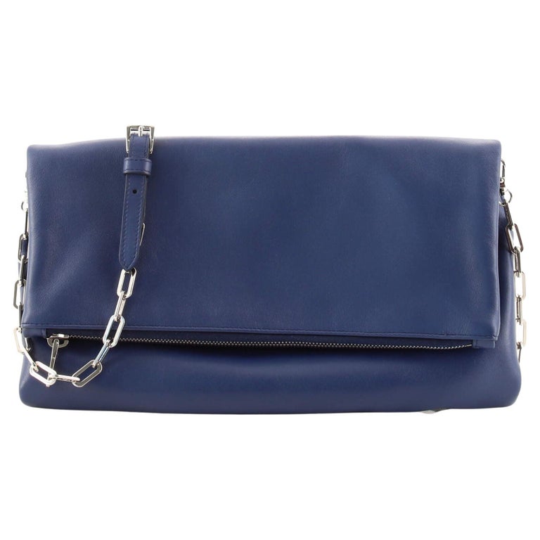 Prada Fold Over Chain Flap Bag Soft Calf Medium For Sale at 1stDibs