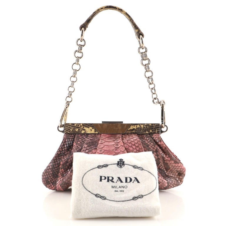 Prada Frame Chain Clutch Python with Lizard Medium at 1stDibs