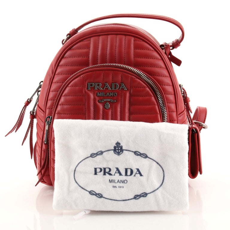Prada Front Pocket Backpack Diagramme Quilted Leather Small at 1stDibs