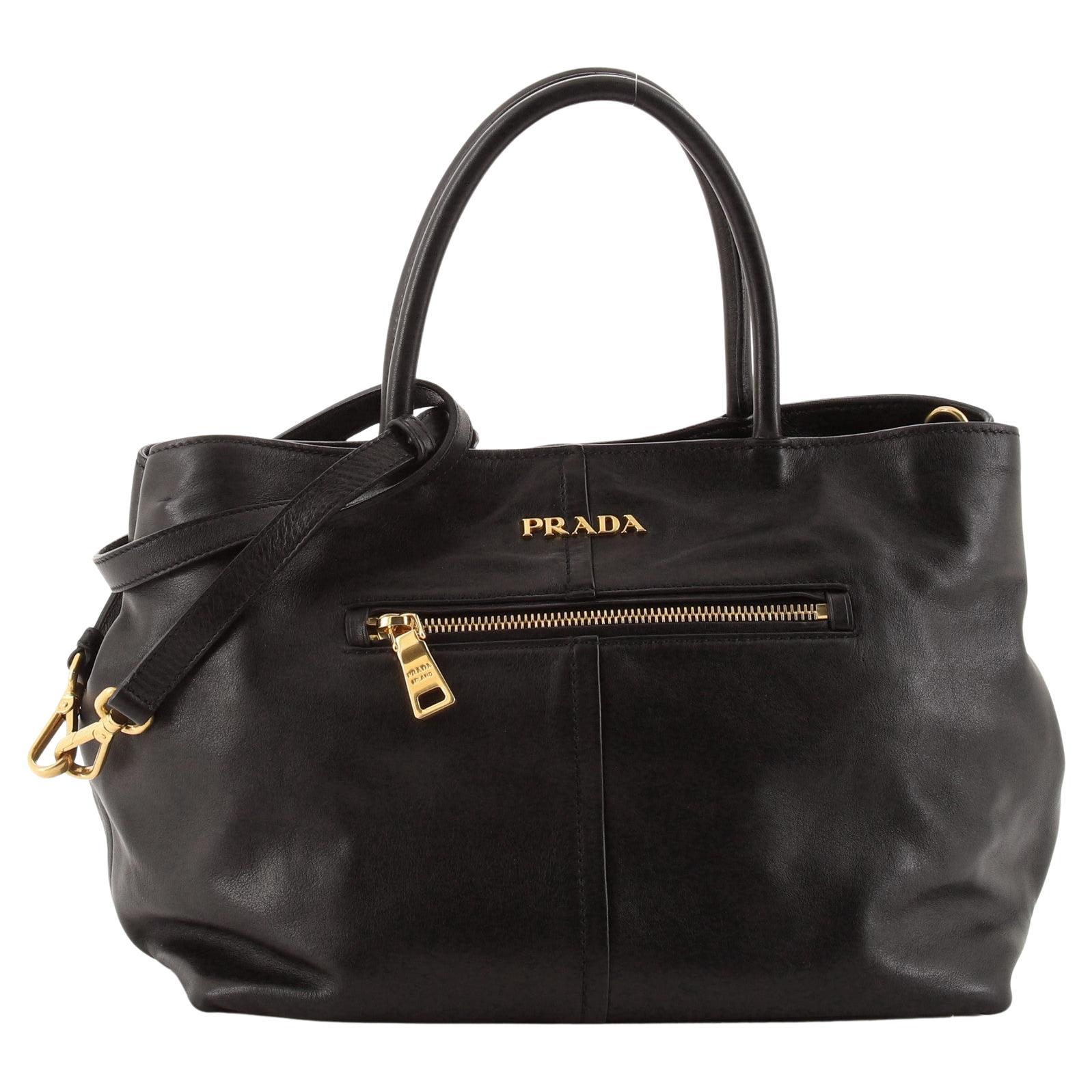 Prada Twin Pocket Lock Flap Tote Vitello Daino Medium at 1stDibs