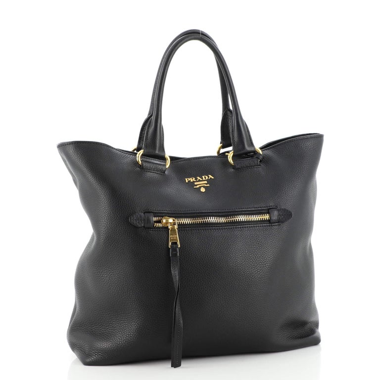 Prada Front Pocket Convertible Tote Vitello Daino Large For Sale at 1stDibs