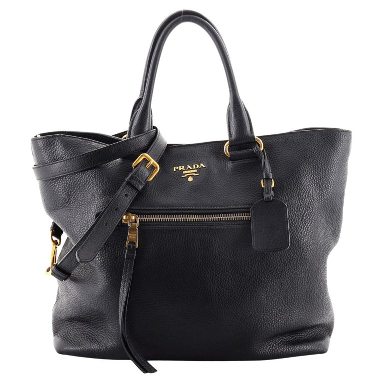 Prada Front Pocket Convertible Tote Vitello Daino Large For Sale at 1stDibs