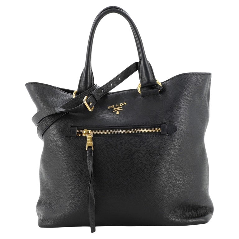 Prada Front Pocket Convertible Tote Vitello Daino Large For Sale at 1stDibs