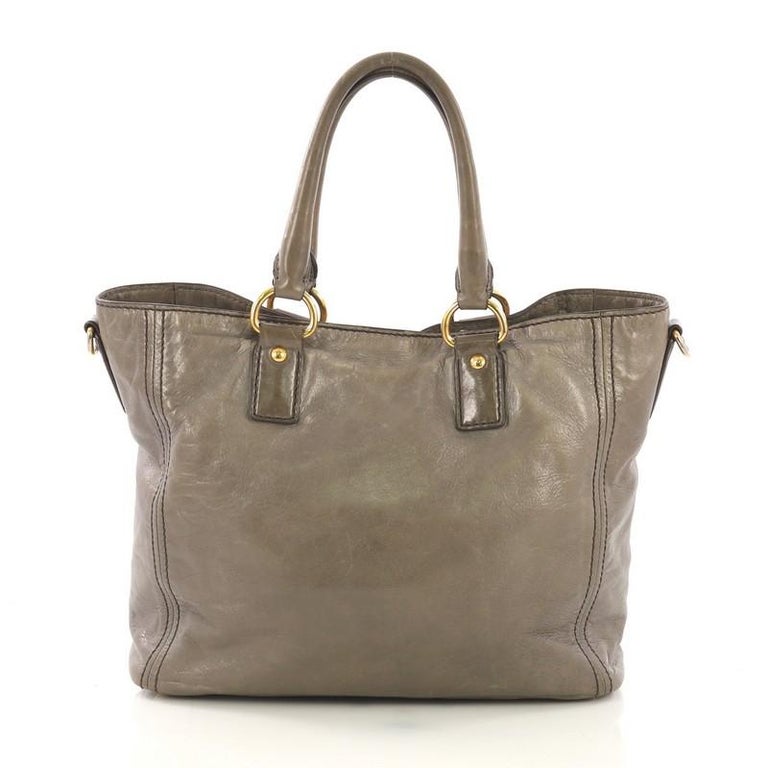 Prada Front Pocket Convertible Tote Vitello Shine Large at 1stDibs