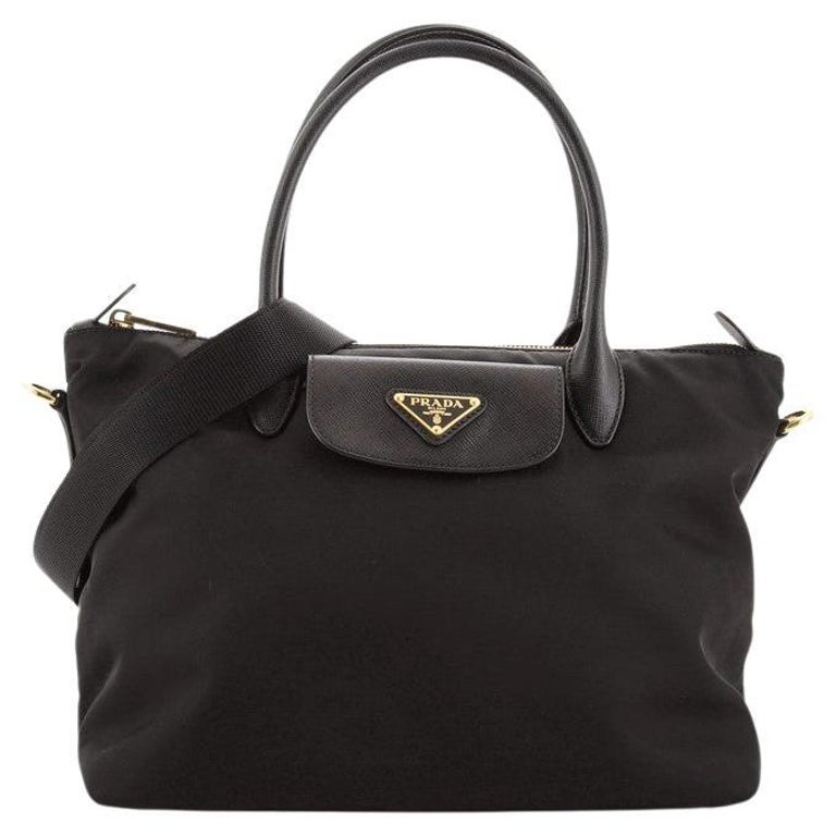 Prada Front Pocket Convertible Zip Tote Tessuto with Leather at 1stDibs