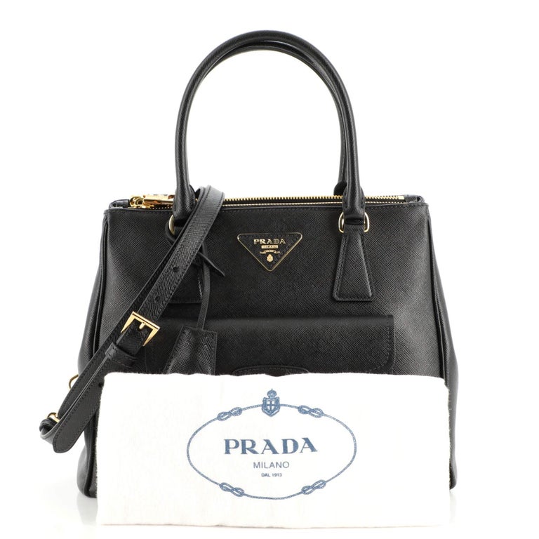 Prada Front Pocket Double Zip Lux Tote Saffiano Leather Small at 1stDibs