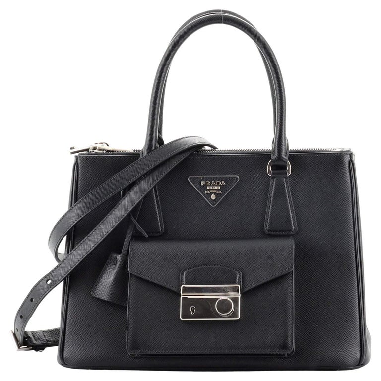 Prada Front Pocket Double Zip Lux Tote Saffiano Leather Small at 1stDibs