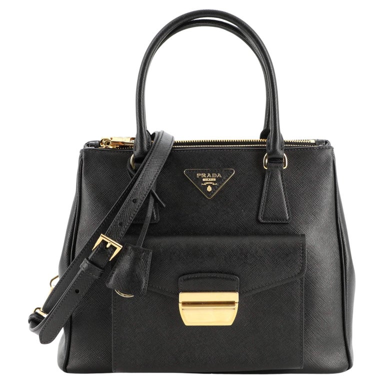 Prada Front Pocket Double Zip Lux Tote Saffiano Leather Small at 1stDibs