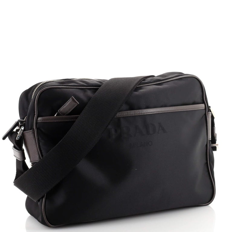 Prada Front Pocket Logo Messenger Tessuto Medium For Sale at 1stDibs