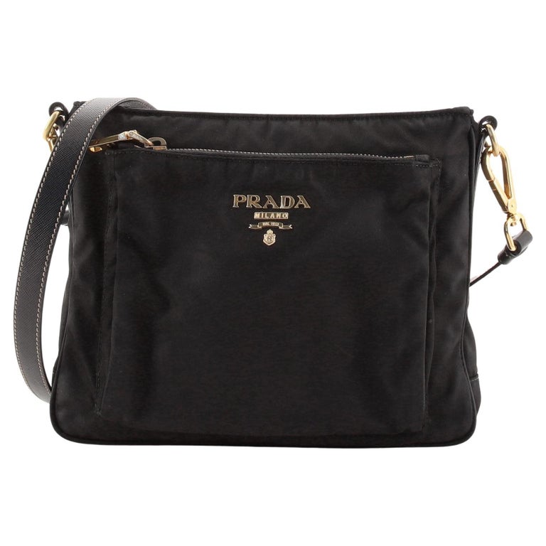 Prada Front Pocket Messenger Bag Tessuto with Patent Small at 1stDibs