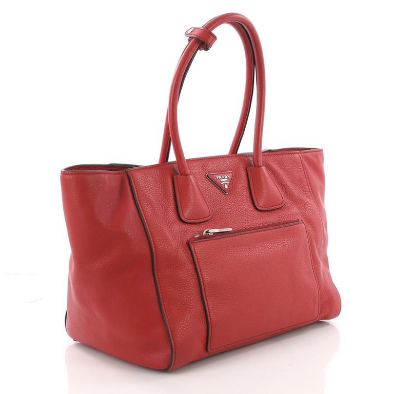 Prada Front Pocket Wing Convertible Tote Vitello Daino at 1stDibs