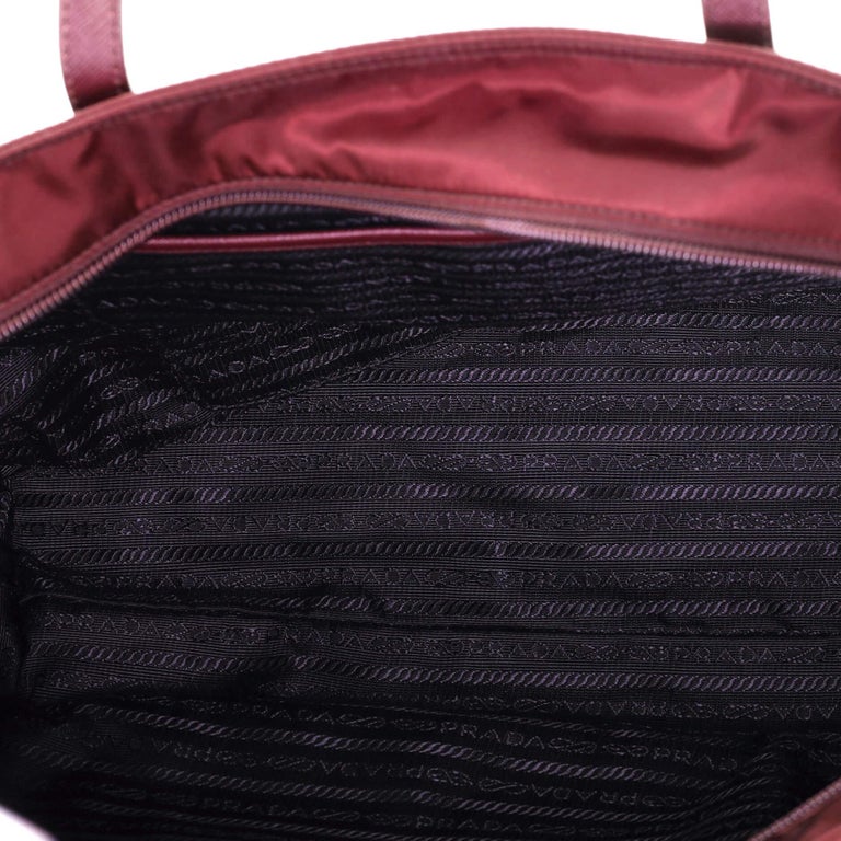 Prada Front Pocket Zip Tote Tessuto with Leather Medium For Sale at 1stDibs