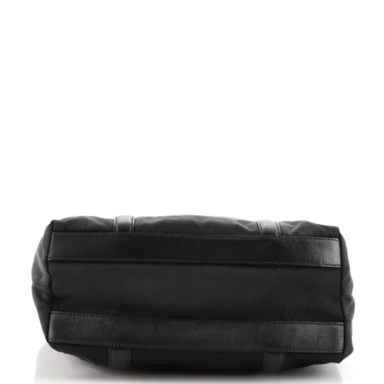 Prada Front Pocket Zip Tote Tessuto with Leather Small For Sale at 1stDibs