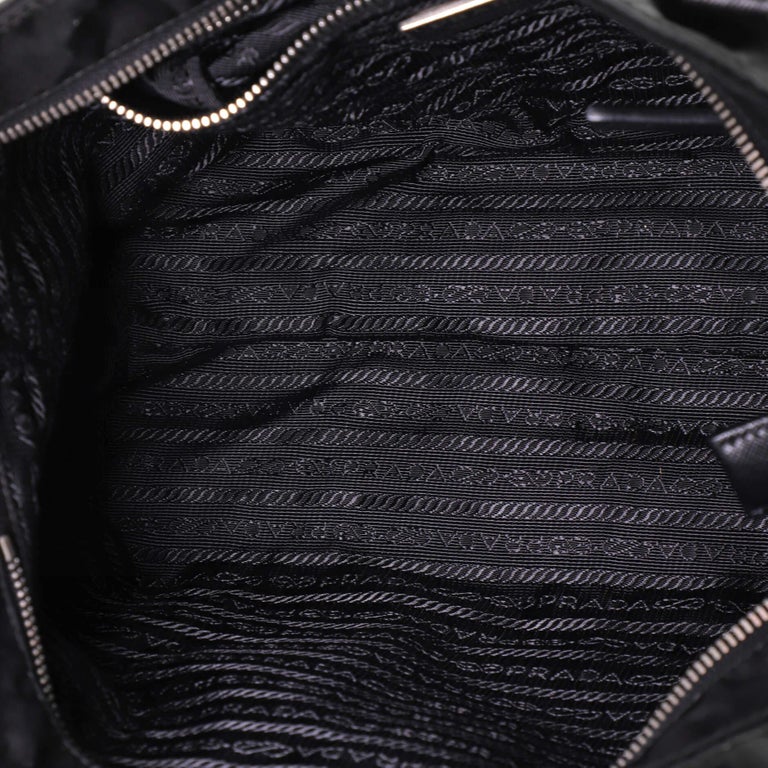 Prada Front Pocket Zip Tote Tessuto with Leather Small For Sale at 1stDibs